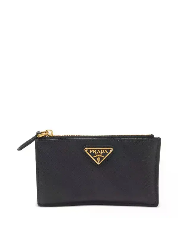 Prada Logo-plaque Zip Card Case - Black