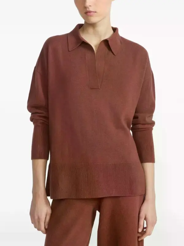 YVES SALOMON Polo-collar Fine Knit Sweater