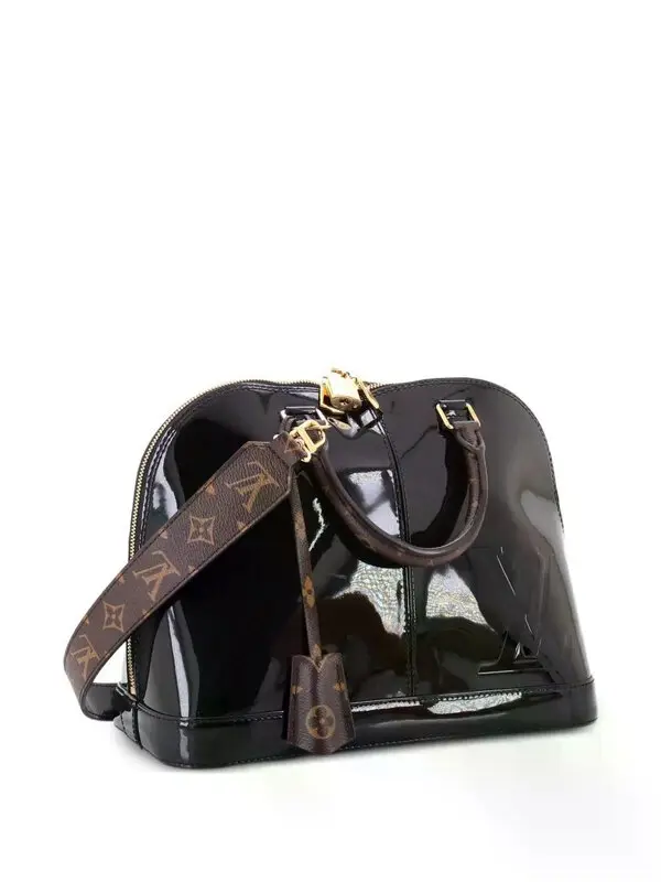 LOUIS VUITTON Monogram Canvas Vernis Pm Satchel Handbag - Black