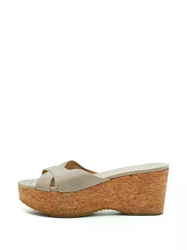 JIMMY CHOO Leather Prima Criss-cross Sandals - Grey