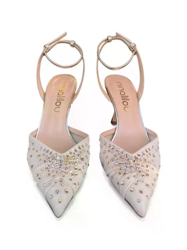 NINALILOU Amy Crystal-embellished Slingback Pumps