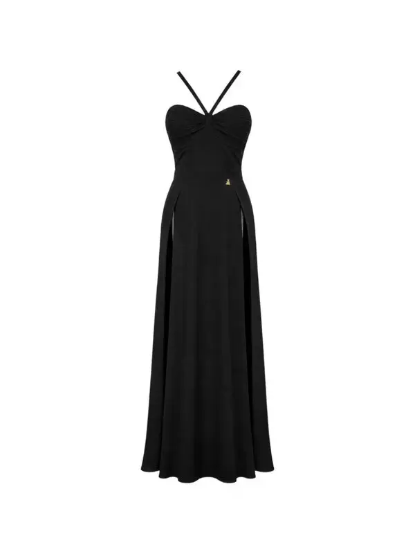 DIVEDIVINE Flora Draped Side-slit Maxi Dress