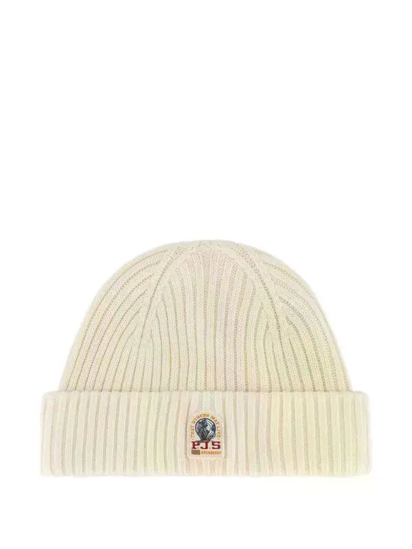 PARAJUMPERS Logo-patch Ribbed-knit Beanie Hat - Neutrals