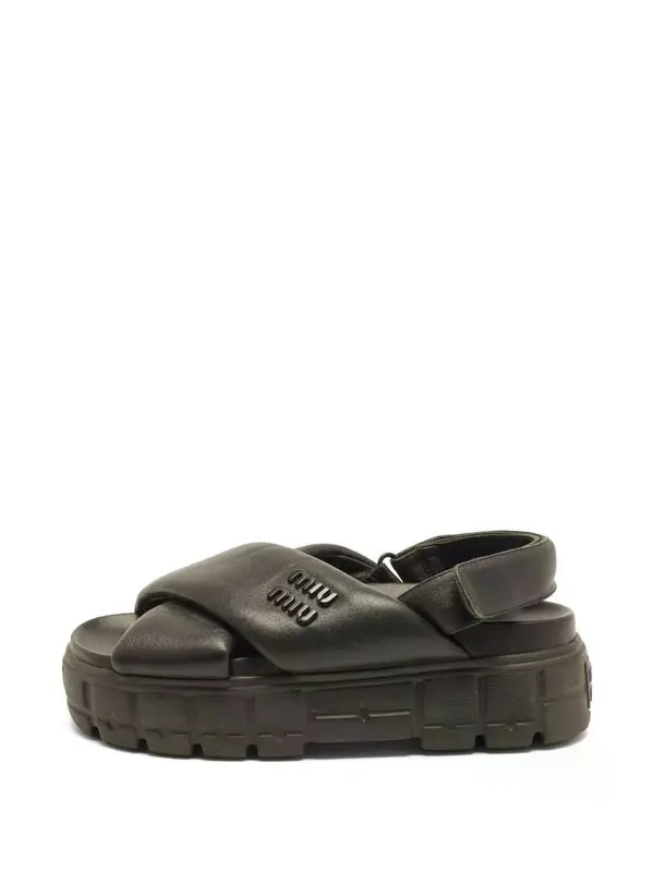 Miu Miu Logo Platform Slingback Sandals