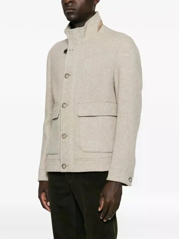 FAY Herringbone Weave Lobster-clasp Coat