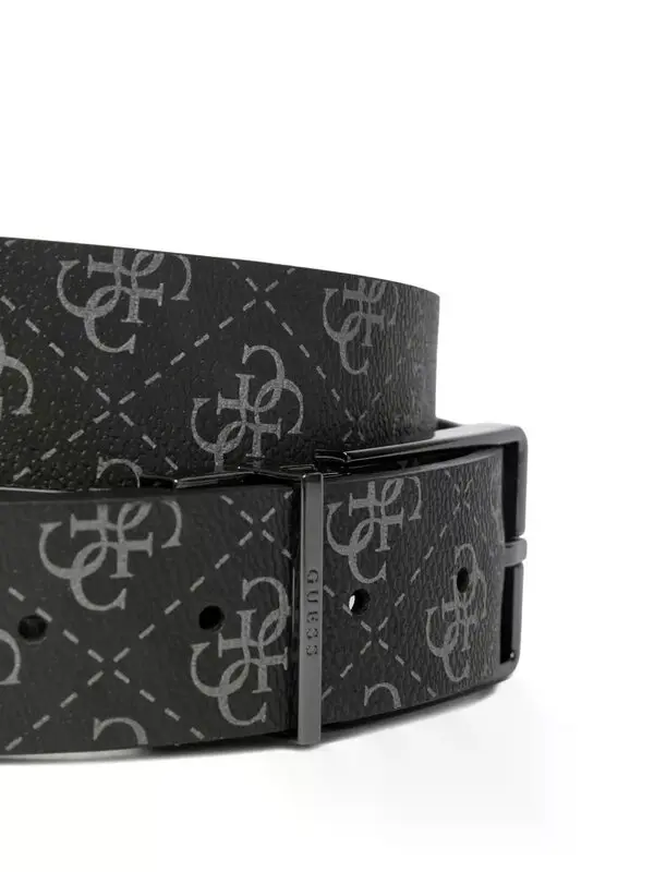 Guess Monogram-print Belt And Keyring Set