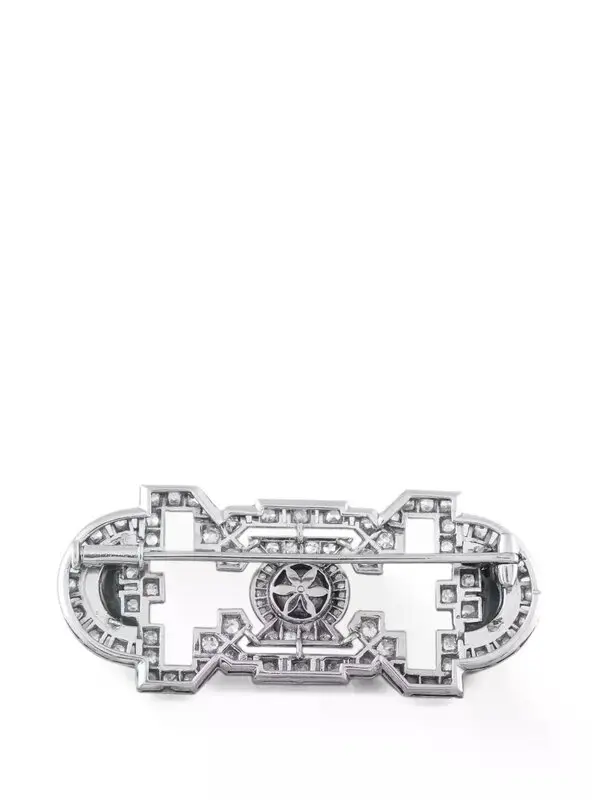 LB EXCLUSIVE Diamond And Onyx Art Deco Brooch