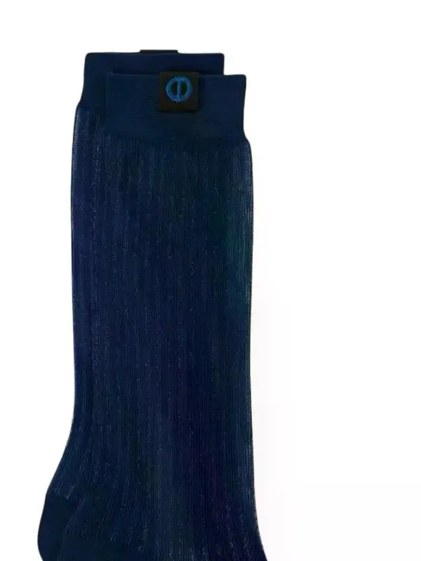 Iceberg Ribbed-knit Logo-patch Socks - Blue