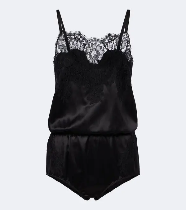 Dolce & Gabbana Lace-trimmed Silk And Cotton-blend Romper