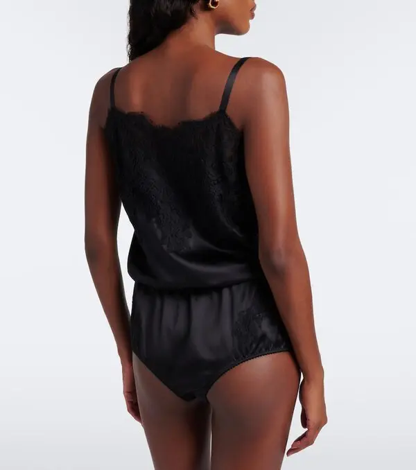 Dolce & Gabbana Lace-trimmed Silk And Cotton-blend Romper