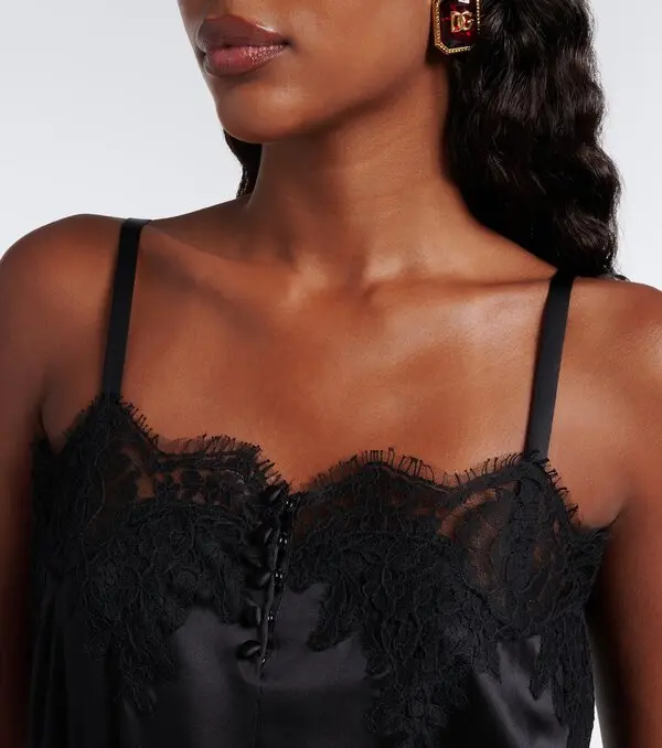 Dolce & Gabbana Lace-trimmed Silk And Cotton-blend Romper
