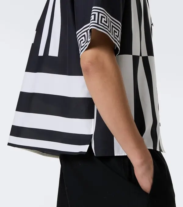 Versace Printed Cotton And Silk Bowling Shirt
