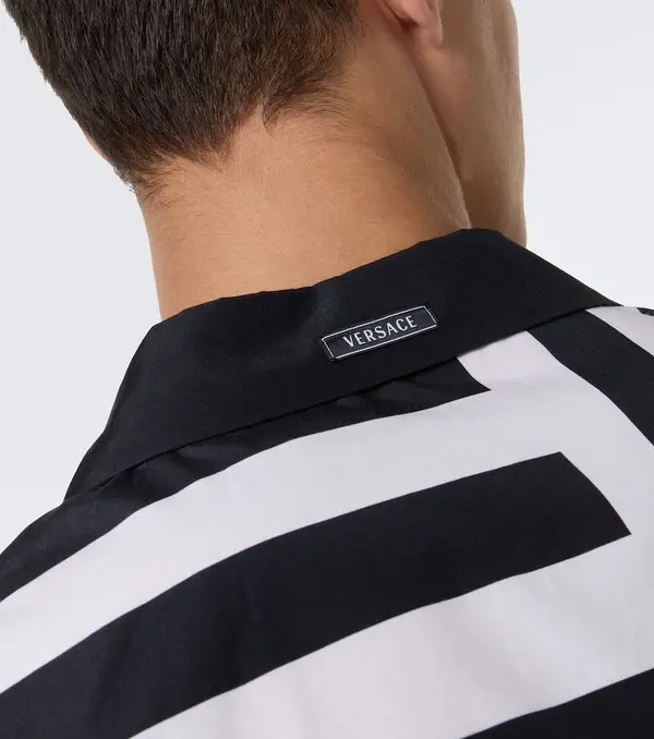 Versace Printed Cotton And Silk Bowling Shirt