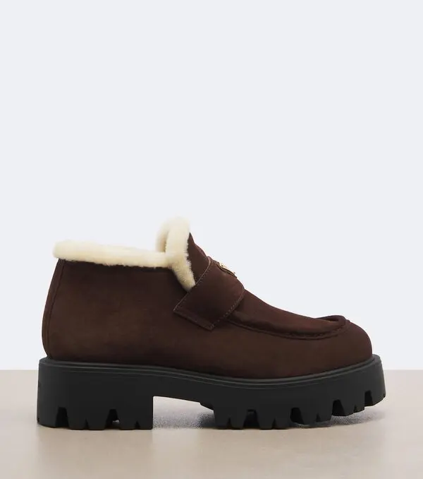 Prada Shearling-lined Suede Ankle Boots