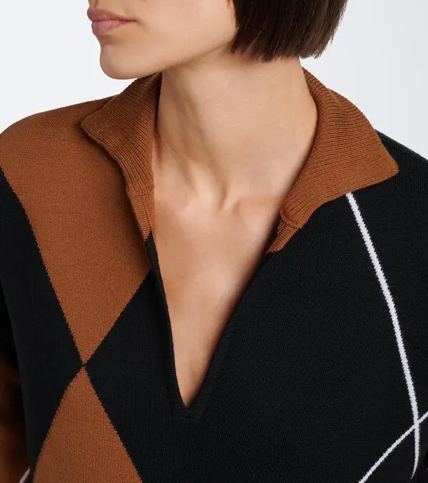 Max Mara Argyle Virgin Wool Sweater