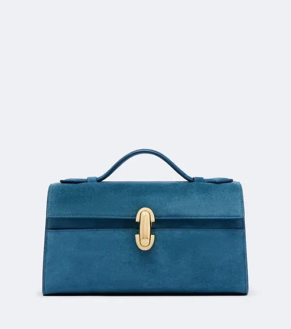 Savette Symmetry Pochette Small Suede Top-handle Bag - Blue