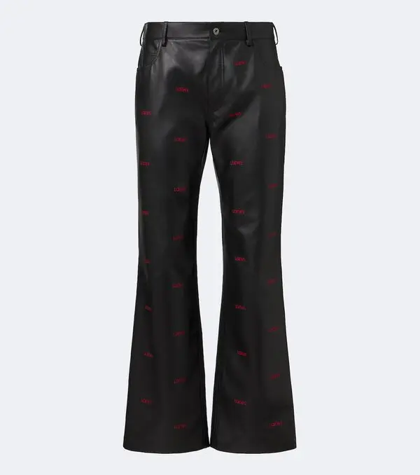 Loewe Logo Leather Flared Trousers