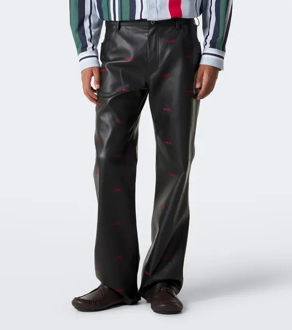 Loewe Logo Leather Flared Trousers