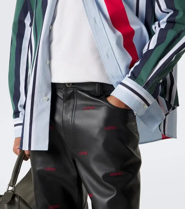 Loewe Logo Leather Flared Trousers
