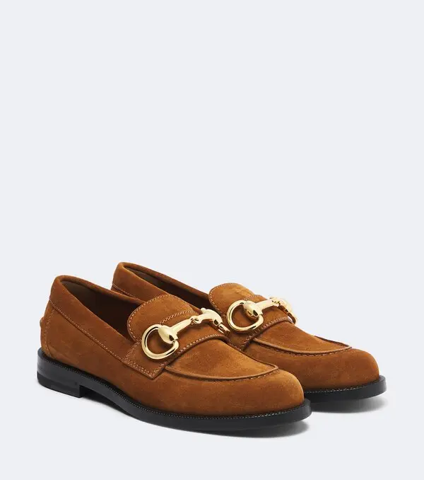 Gucci Horsebit Suede Loafers - Brown