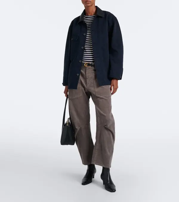 NILI LOTAN Cotton-blend Barrel-leg Trousers - Grey