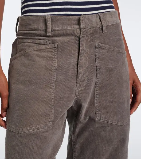 NILI LOTAN Cotton-blend Barrel-leg Trousers - Grey