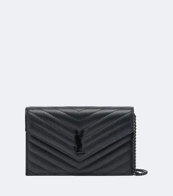 Saint Laurent Cassandre Envelope Leather Wallet On Chain