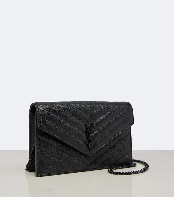 Saint Laurent Cassandre Envelope Leather Wallet On Chain