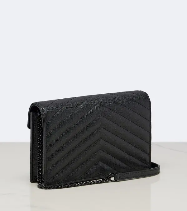 Saint Laurent Cassandre Envelope Leather Wallet On Chain