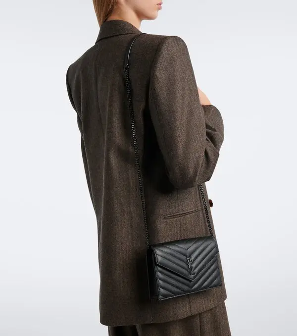 Saint Laurent Cassandre Envelope Leather Wallet On Chain
