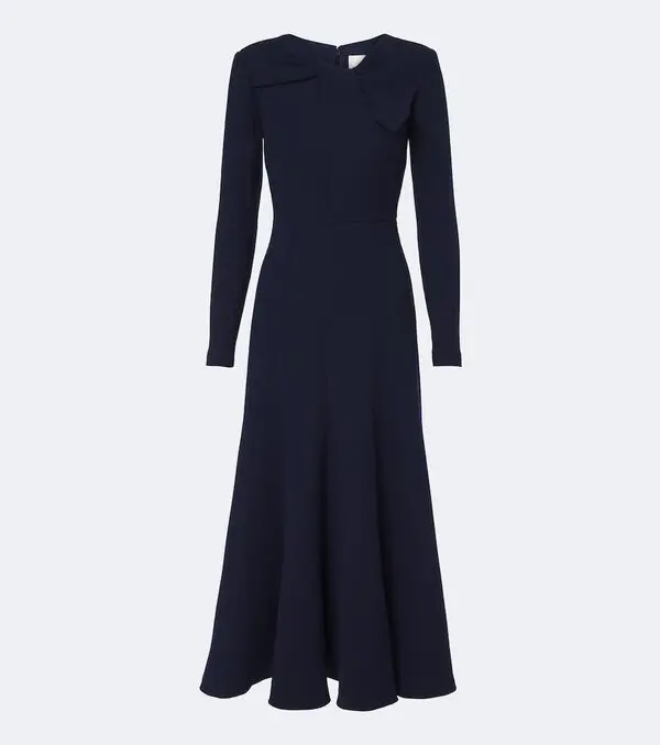 Roland Mouret Bow-detail Wool Crepe Cocktail Dress - Blue