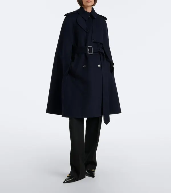 Burberry Check Belted Wool Cape