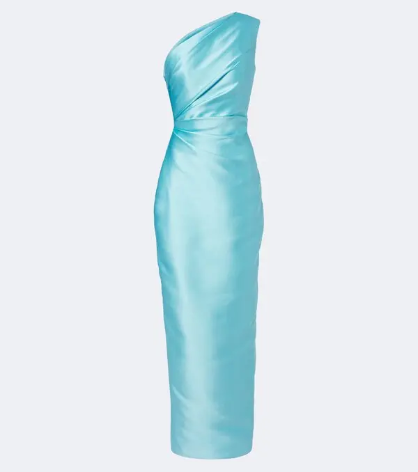 Solace London Kira One-shoulder Satin Gown - Blue