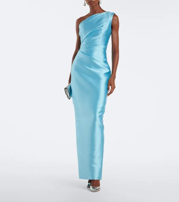 Solace London Kira One-shoulder Satin Gown