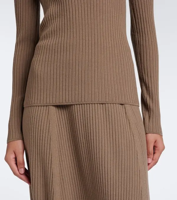 JOSEPH Ribbed-knit Wool-blend Polo Sweater