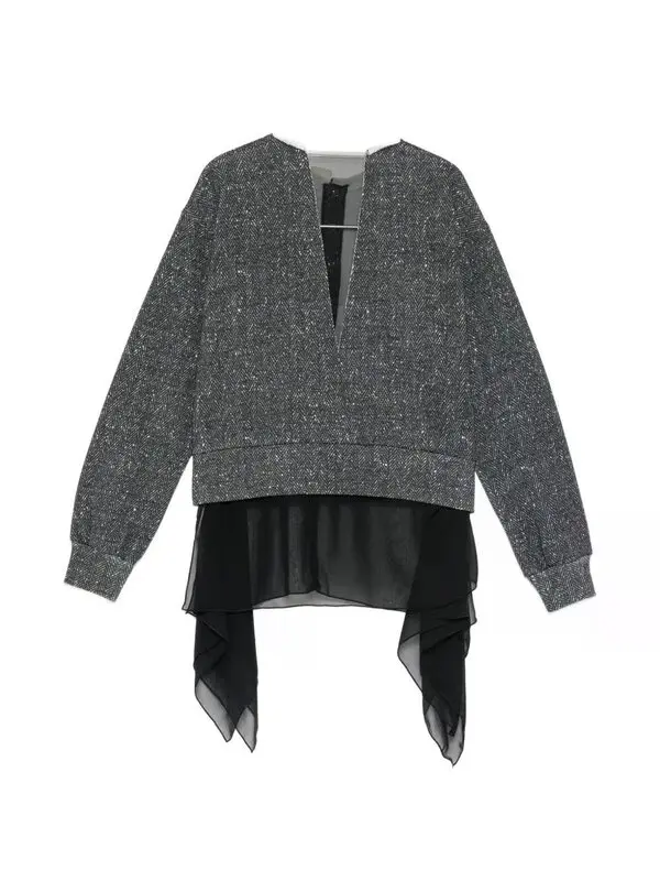 Undercover Herringbone-pattern Layered Cardigan