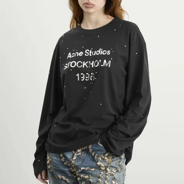 Acne Studios Edden Rhinestone Long Sleeve Top