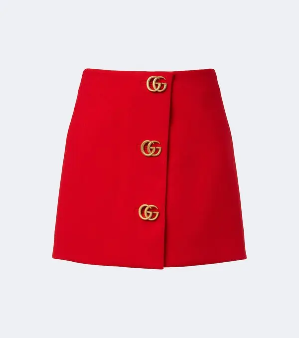 Gucci Double G Wool Crepe Miniskirt