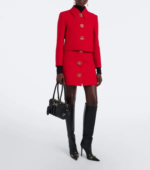 Gucci Double G Wool Crepe Miniskirt