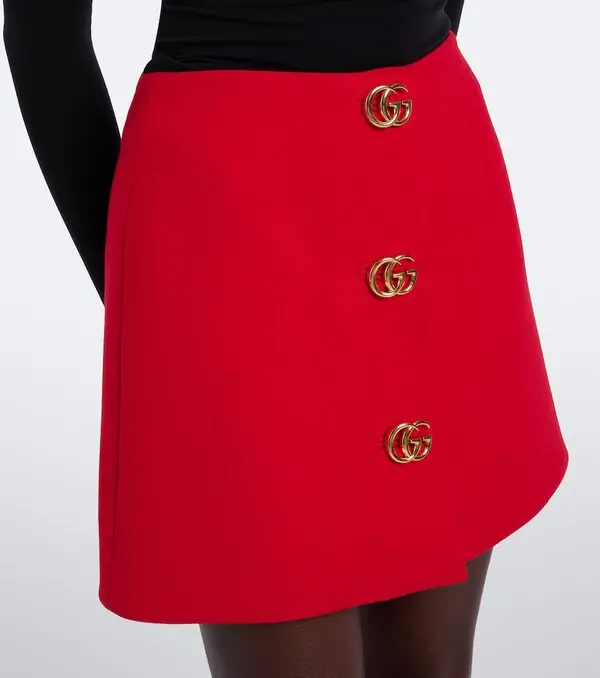 Gucci Double G Wool Crepe Miniskirt