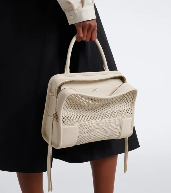 Loewe Amazona 180 Medium Woven Leather Top-handle Bag