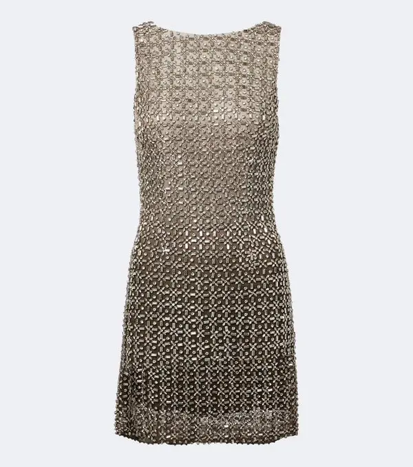 LA FUORI Gilded Crystal-embellished Minidress