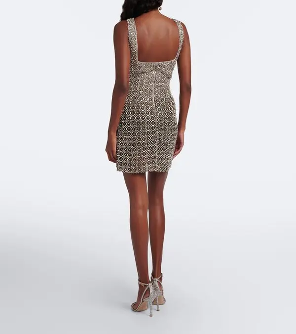 LA FUORI Gilded Crystal-embellished Minidress