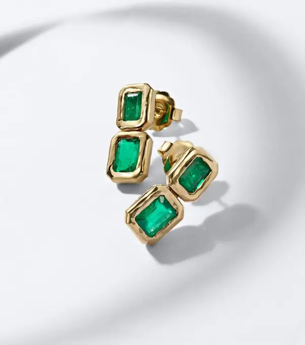 OCTAVIA ELIZABETH Nesting Gem 18kt Drop Earrings With Emeralds