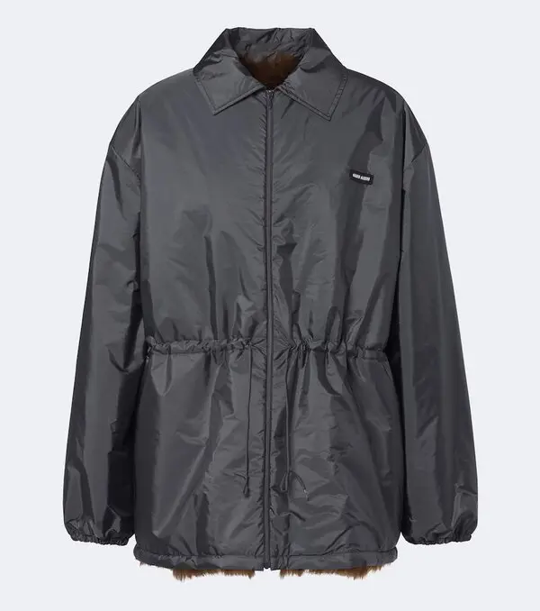 Miu Miu Shearling-lined Blouson Jacket - Blue