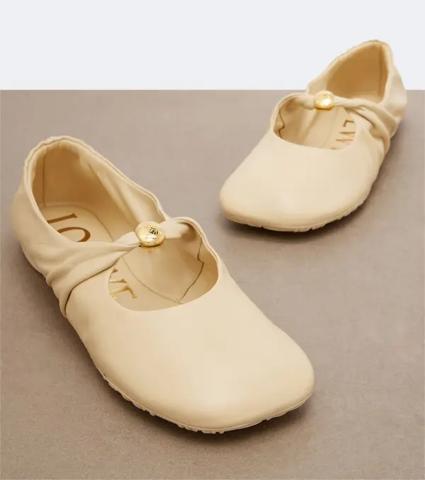Loewe Pebble Soft Leather Mary Jane Flats