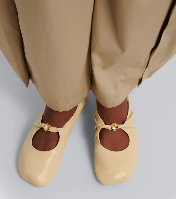 Loewe Pebble Soft Leather Mary Jane Flats