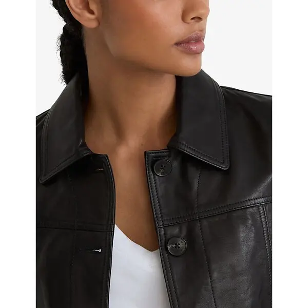 REISS Callie Cropped Leather Jacket