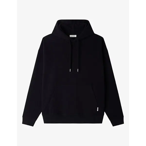Sandro Oversized Logo-tag Cotton Hoodie - Black