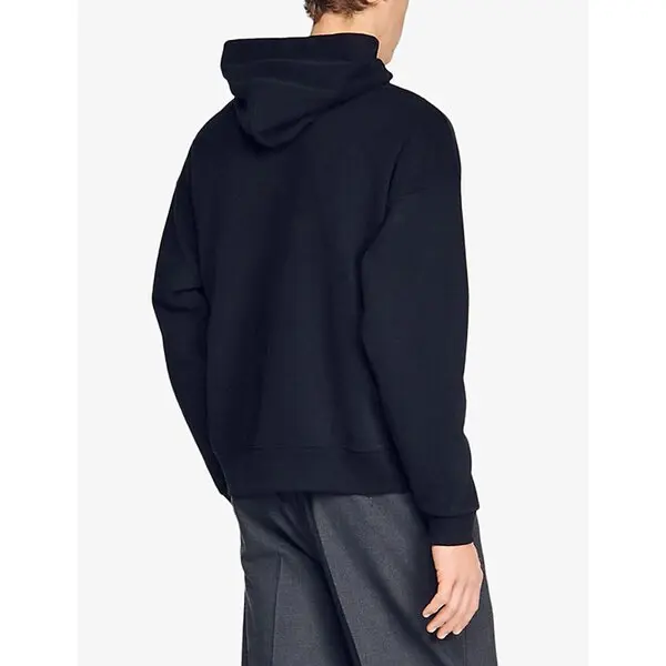 Sandro Oversized Logo-tag Cotton Hoodie - Black